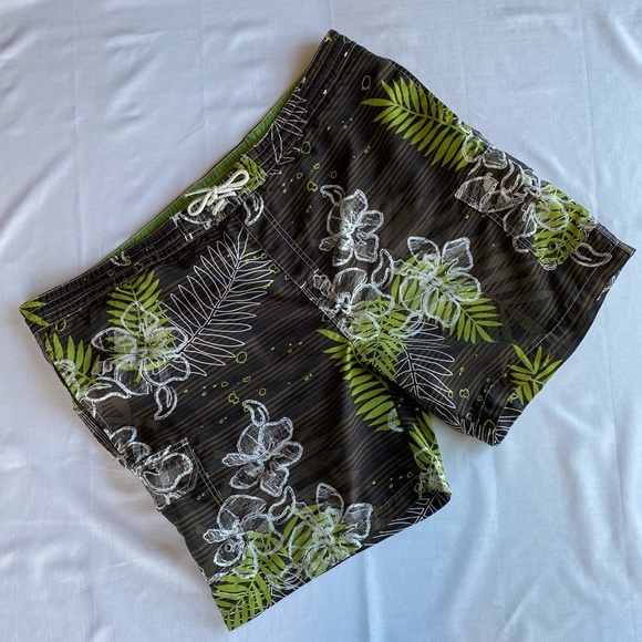 Caribbean Joe | Swim | Caribbean Joe Brown Elastic Waist Flower Design ...